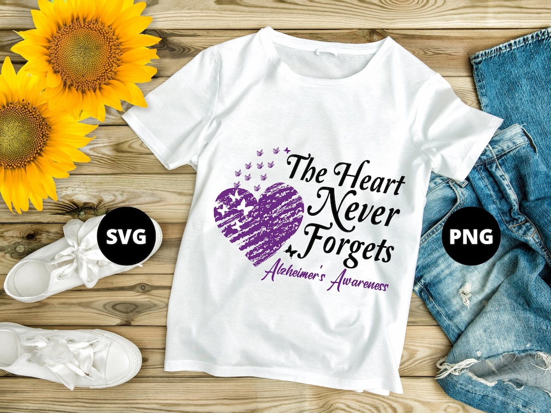 Alzheimer's Awareness Svg Png, the Heart Never Forgets, Alzheimers ...