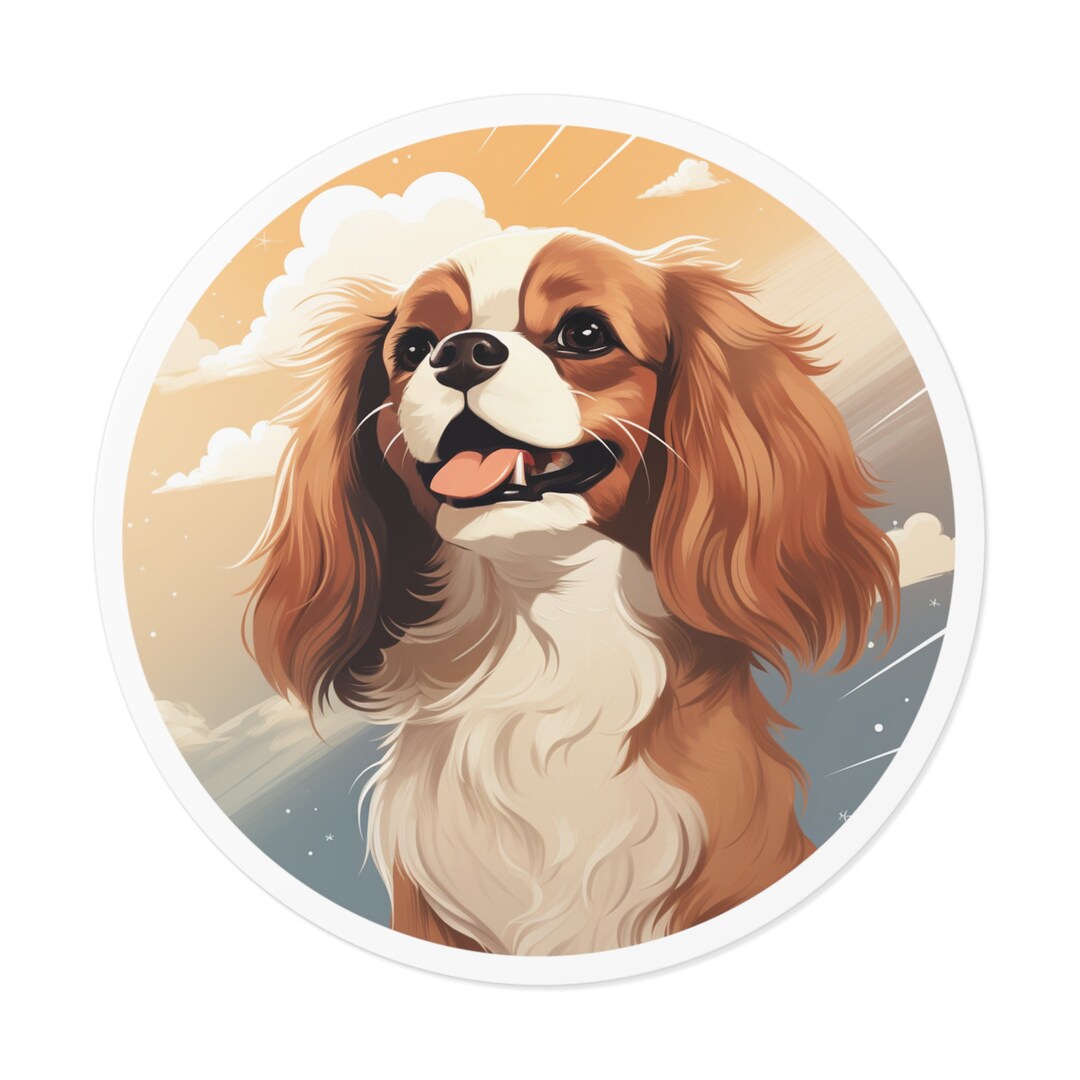 Cavalier King Charles - Blenheim Color Round Vinyl Sticker Indoor ...