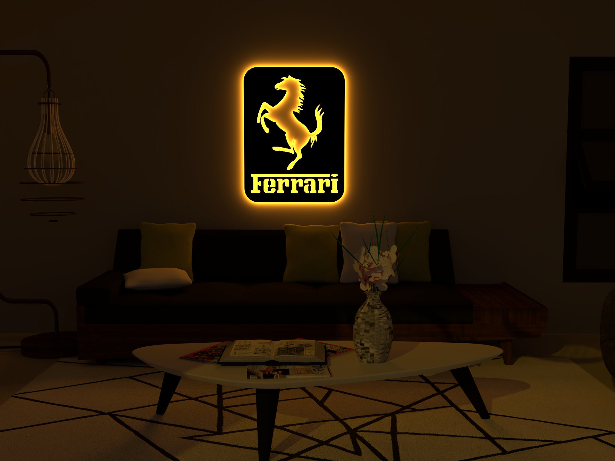 Ferrari Led Wall Art, Car Sign, Sports Car Led Decor, Light Sign, Wall ...