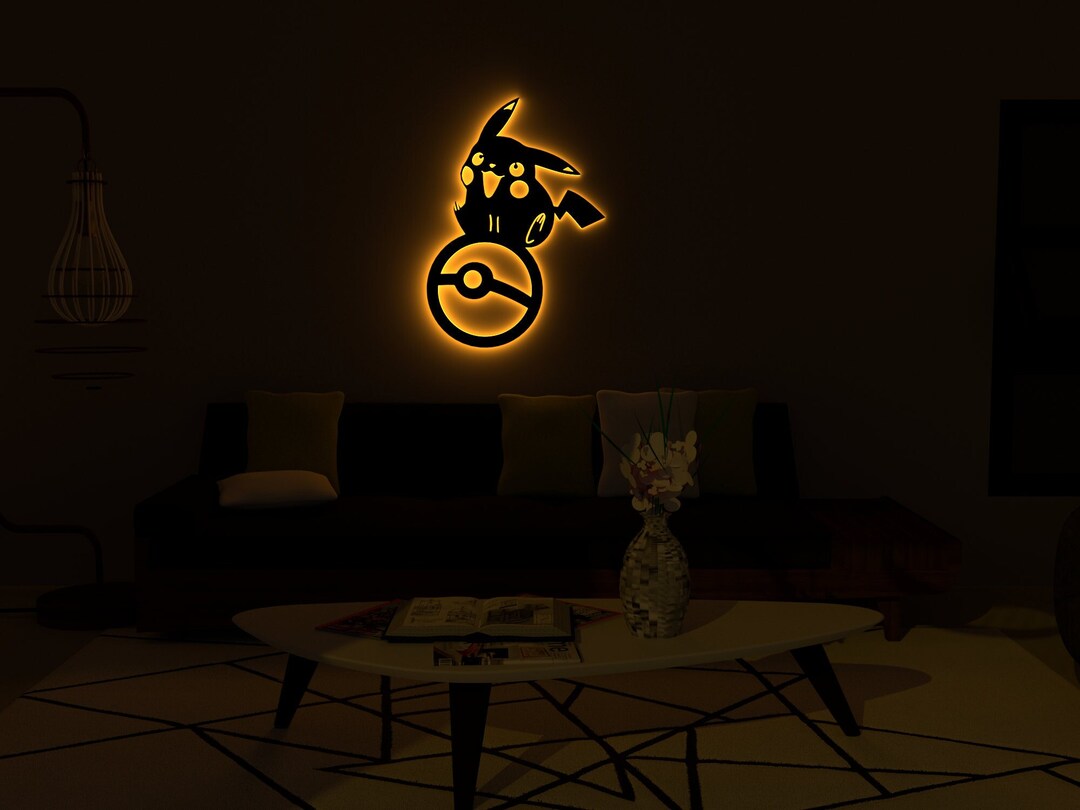 Pikachu Wall Art, Pokemon Led Sign, Pikachu Decor, Pikachu Led Sign ...