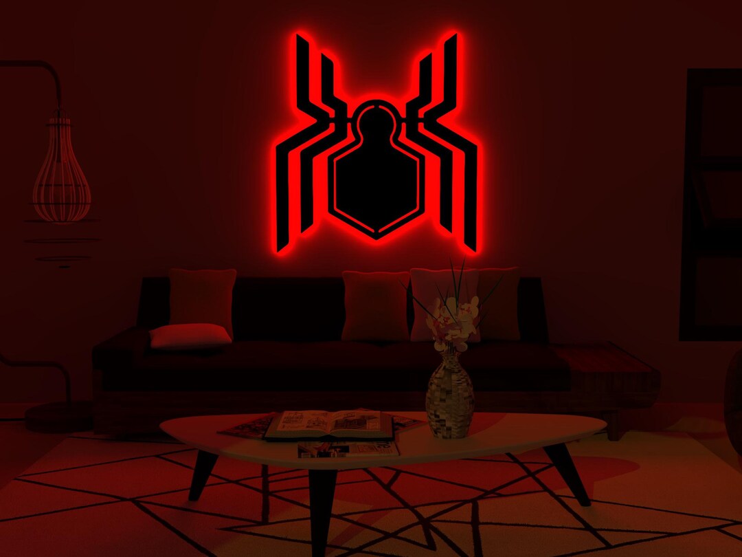 Spider Sign Home Decor, Spider Man Led Wall Art, Led Wall Decor, Wall ...