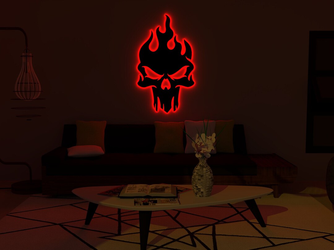 Punisher Skull Led Sign, Skull Led Sign Wall Decor, Home Decor ...