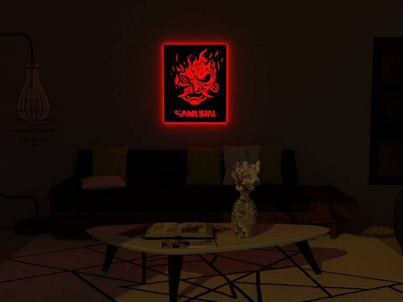 Ghost Samurai LED Sign Wall Sign Man Cave Game Room Decor Wall Art Home ...