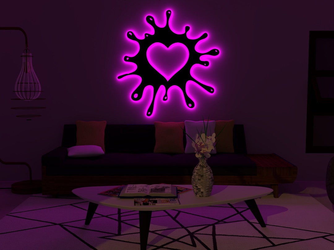 Heart Art Led Light Sign, Heart Decor, Wall Sign,custom Night Light ...