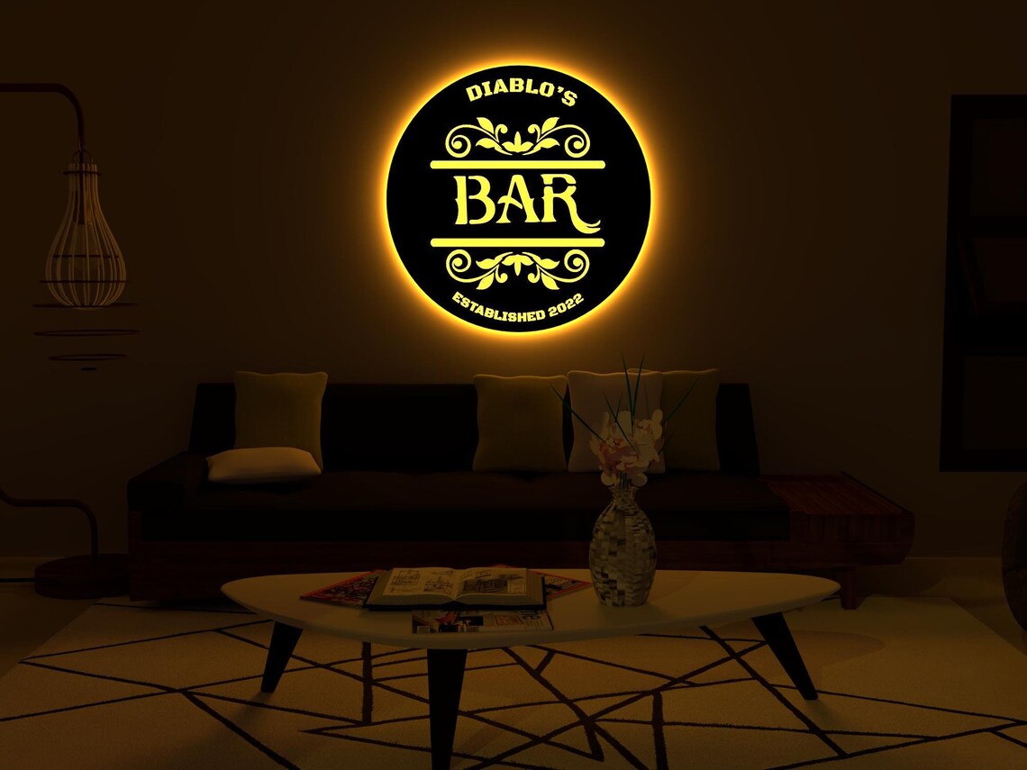 Personalized Bar Led Sign, Led Lights Custom Bar Sign, LED Wall Art ...