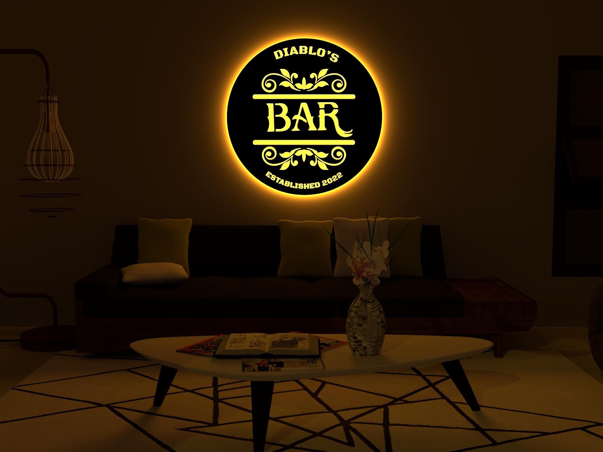 Personalized Bar Led Sign, Led Lights Custom Bar Sign, LED Wall Art ...