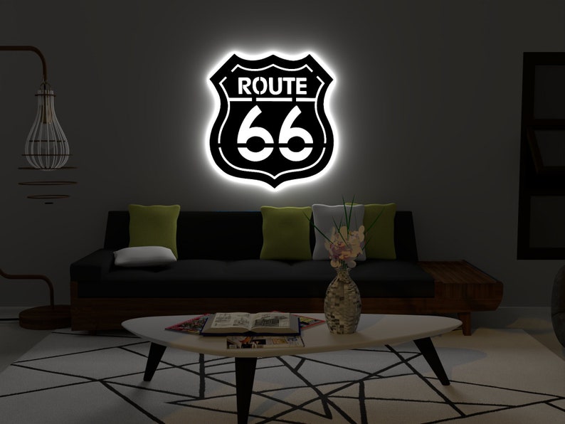 Route 66 Wall Art, Route 66 Wall Sign, Route 66 Wall Decor, Handmade ...