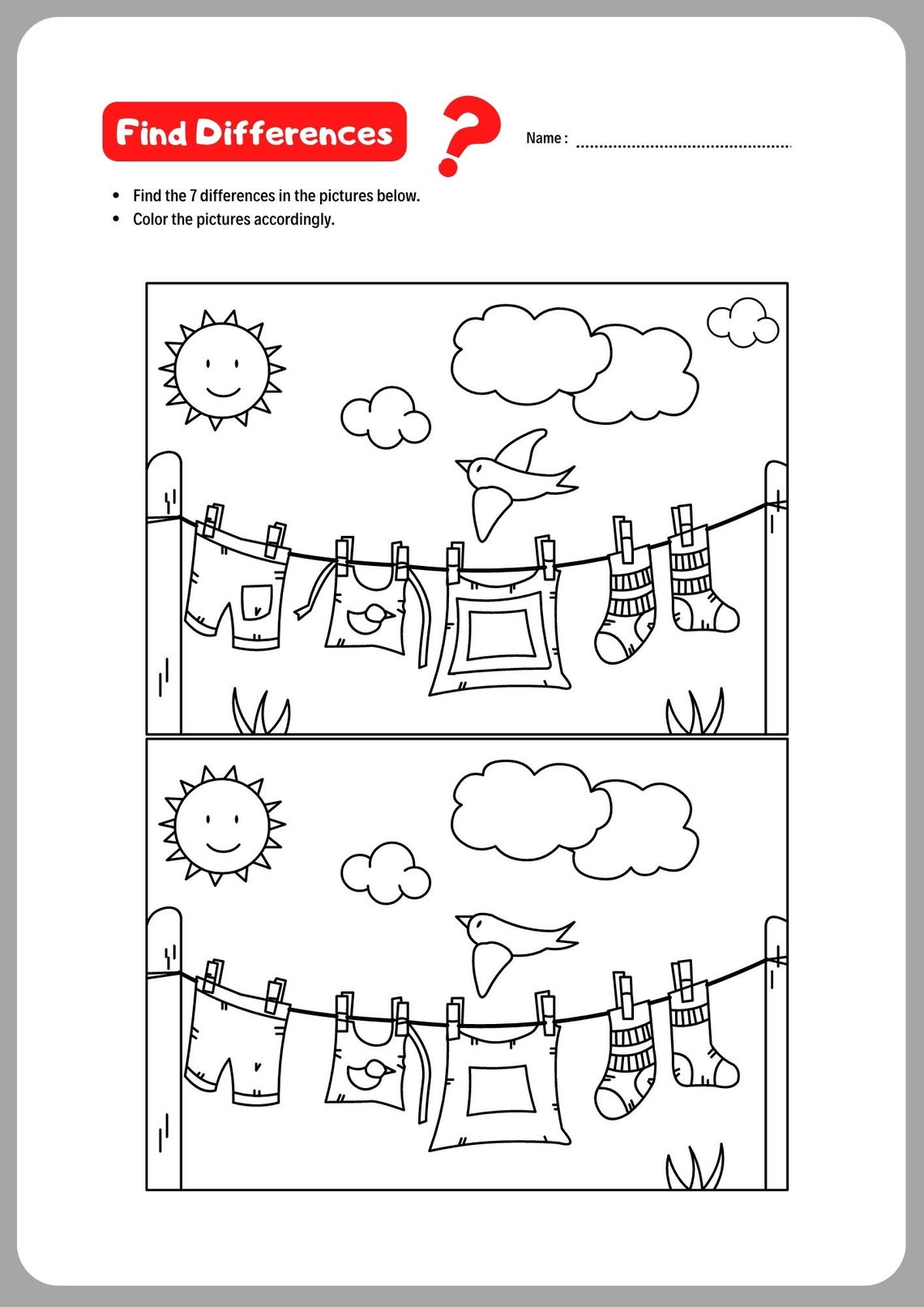 Find the Difference Coloring Worksheets for Kids, Coloring Worksheets ...