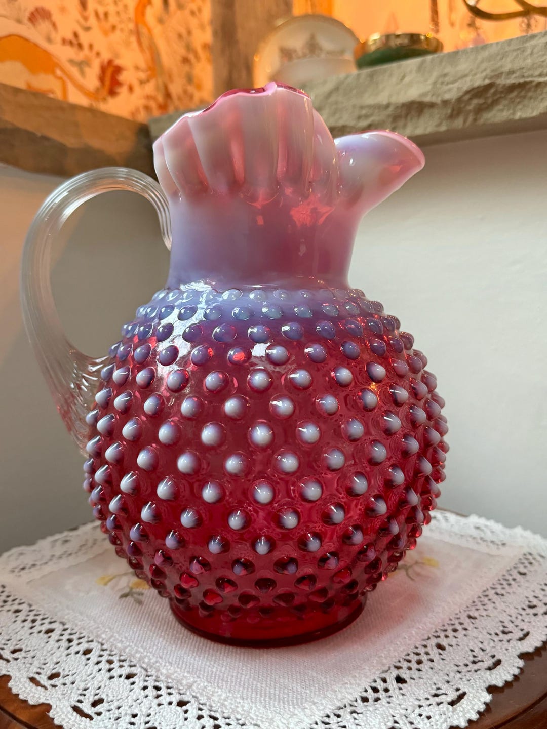 Rare! Fenton Cranberry Hobnail Opalescent Jug, 70 Oz - Etsy