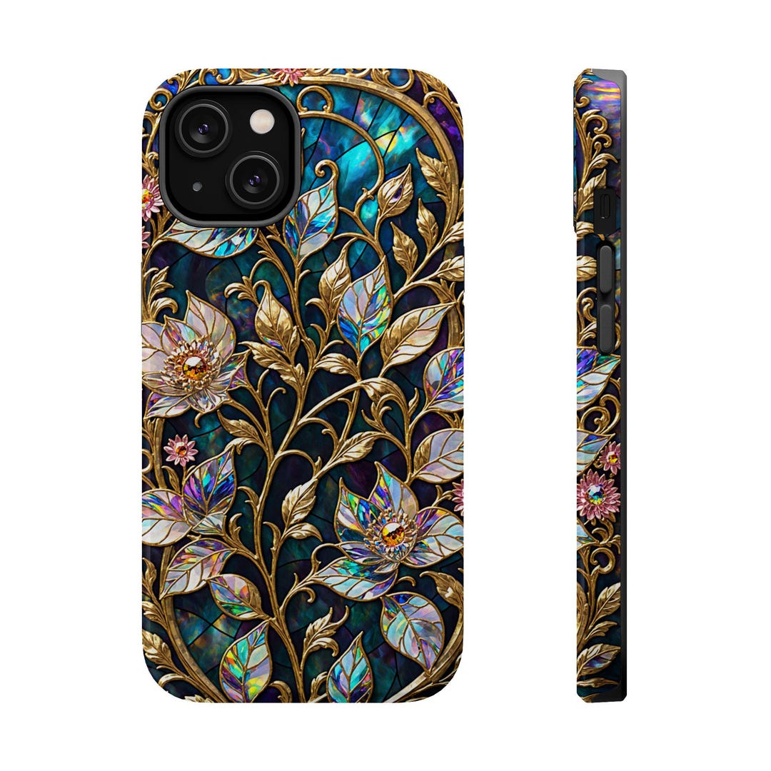 Waxflower & Celestial Quartz Stained Stained Glass Phone Case ...