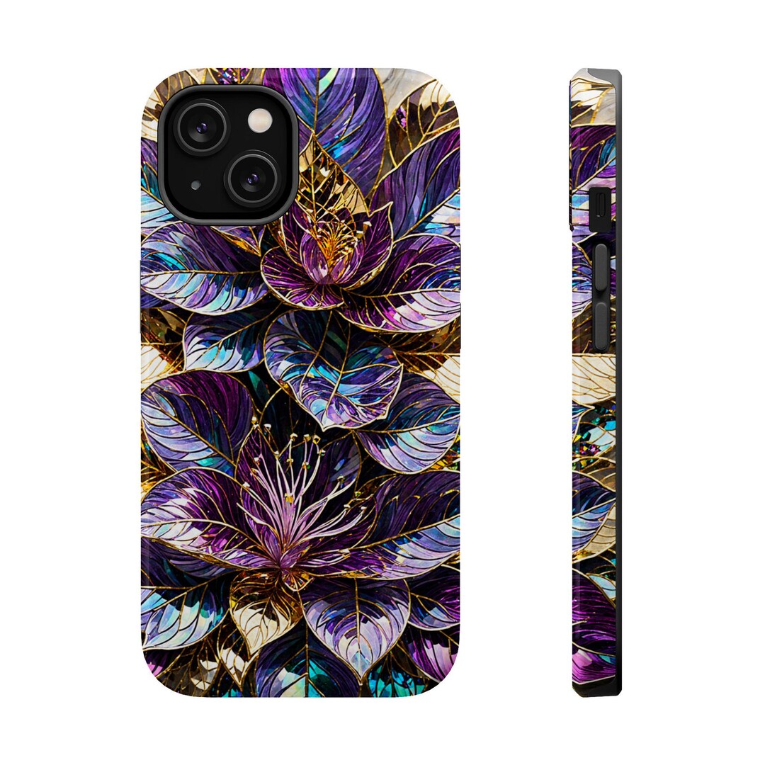 Alstroemeria & Mystic Amethyst Stained Stained Glass Phone Case Magsafe ...