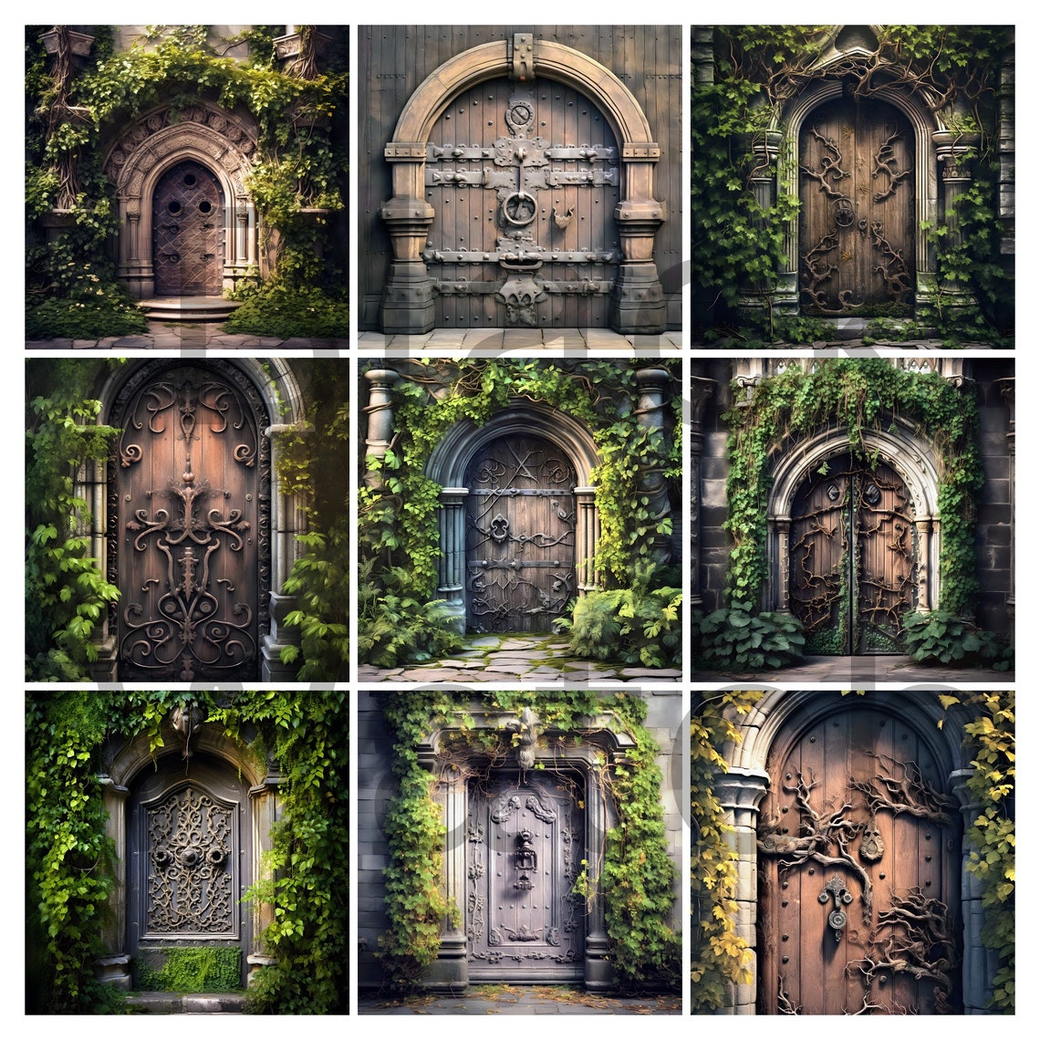 24 Majestic Castle Door Backgrounds With Ivy - Ultra Realistic ...