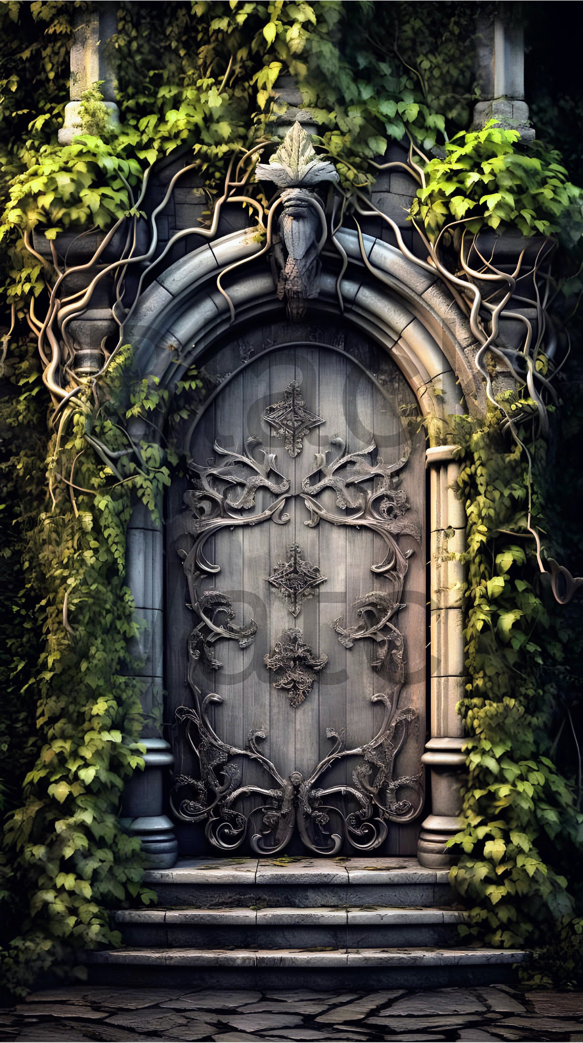 24 Majestic Castle Door Backgrounds With Ivy - Ultra Realistic ...