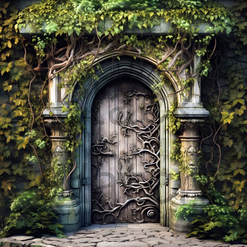 24 Majestic Castle Door Backgrounds With Ivy - Ultra Realistic ...