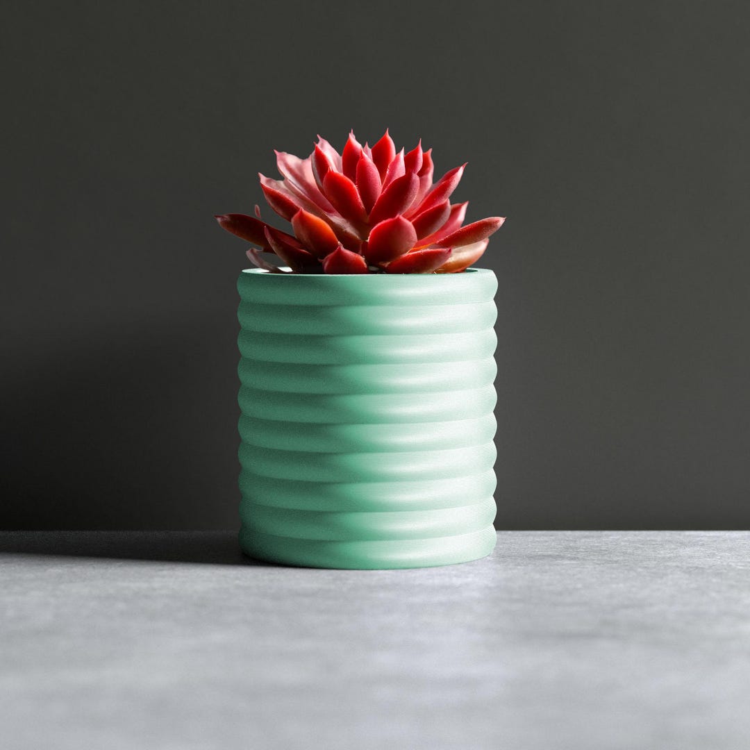 Self Watering Planter - Indoor Modern Planter in Aqua Green - Geometric ...