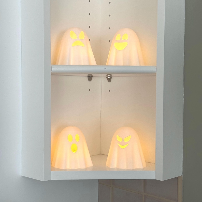 Spooky Halloween Ghost, LED Light up Ghosts, 4 Pack, Glowing Table ...