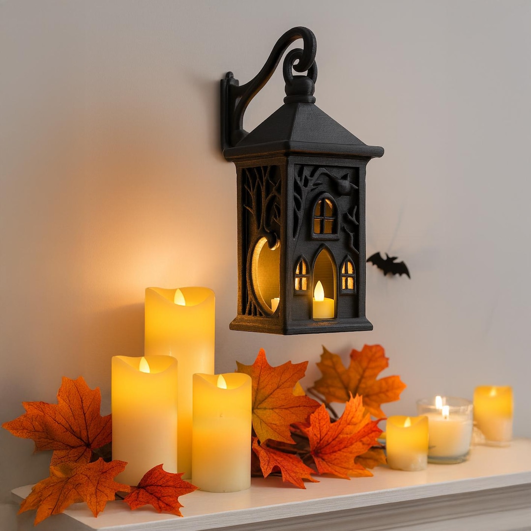 Gothic Halloween Lantern Wall Sconce: Spooky Indoor Lighting - Etsy
