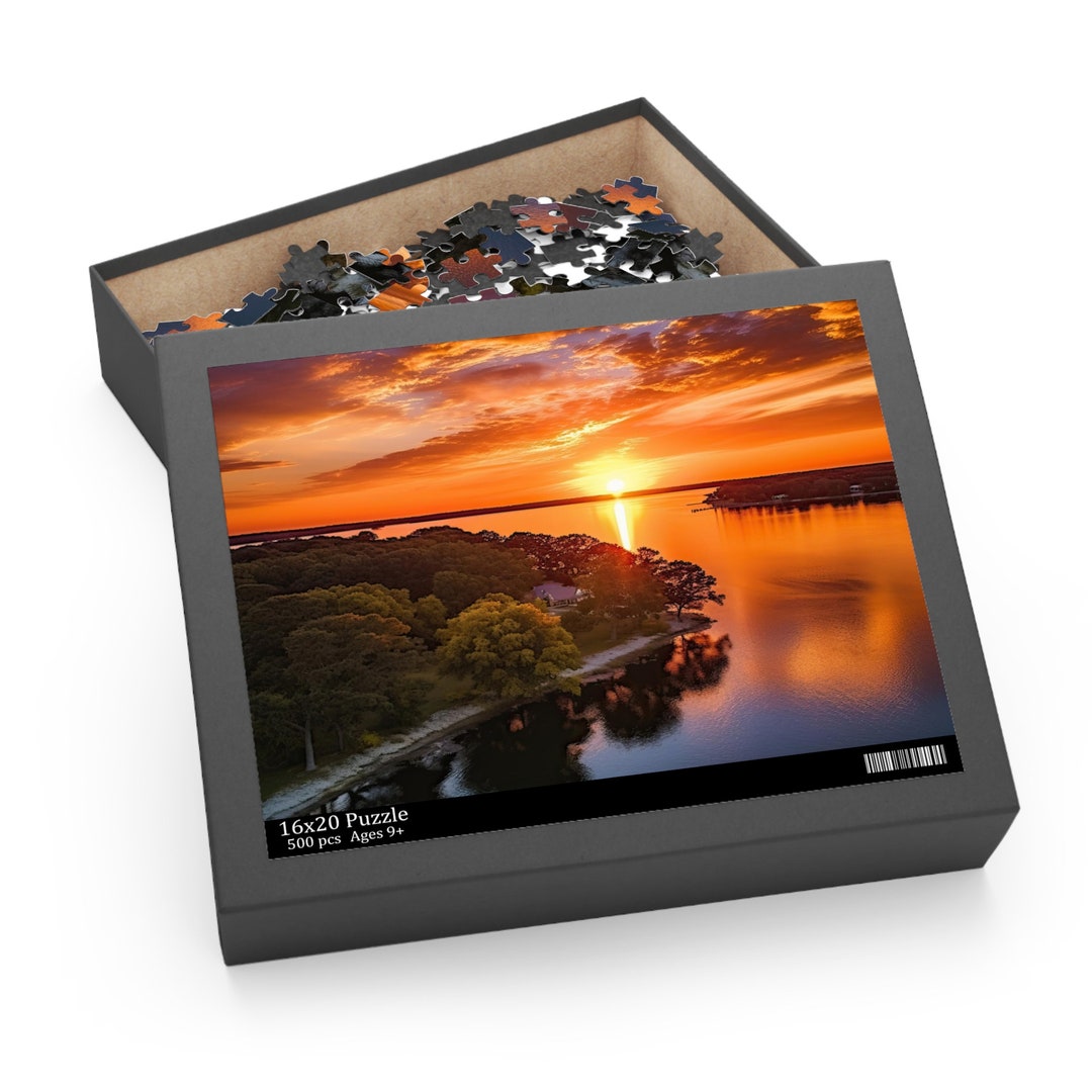 Golden Hour Riverside Puzzle 500 Piece Scenic Sundown Jigsaw - Etsy
