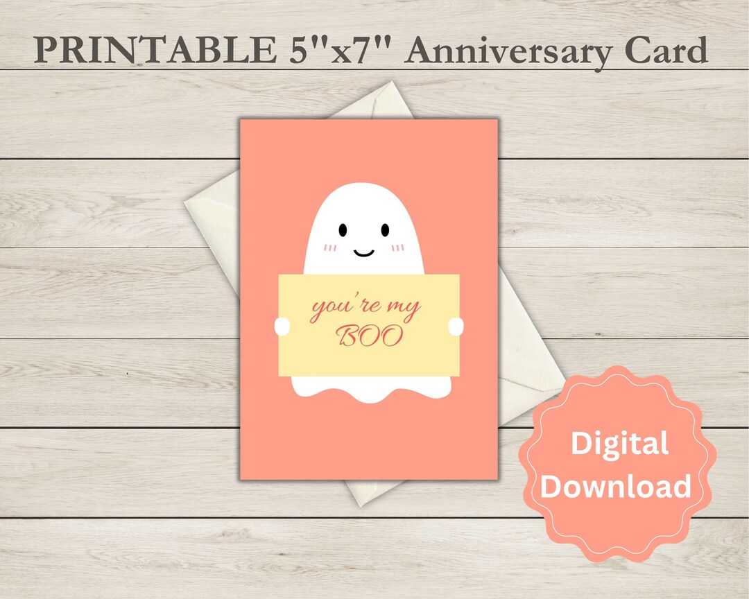 Printable Anniversary Card, You're My Boo Anniversary Card, Halloween ...