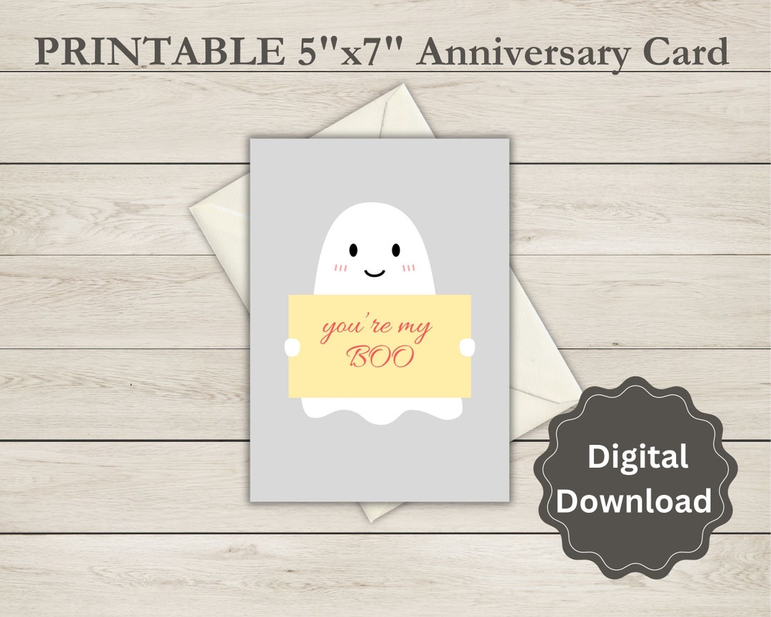 Printable Anniversary Card You're My Boo Anniversary - Etsy