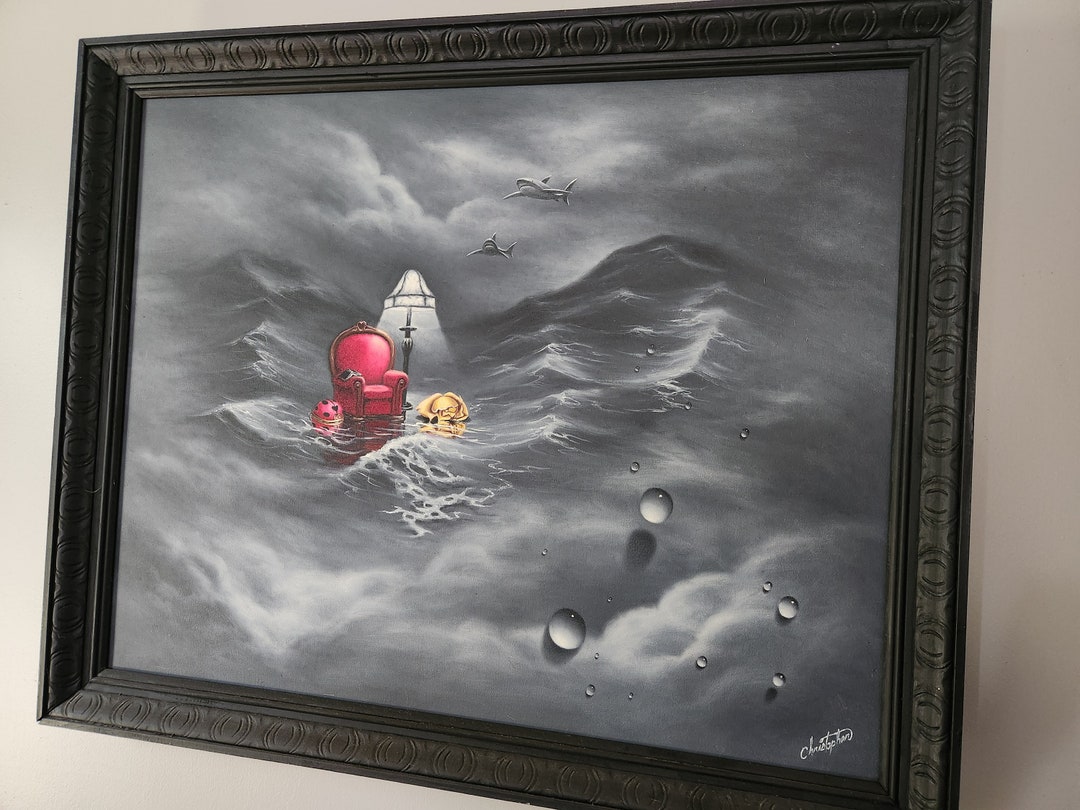 ORIGINAL Christopher Pollari (late Artist) the Reading Room Oil on ...