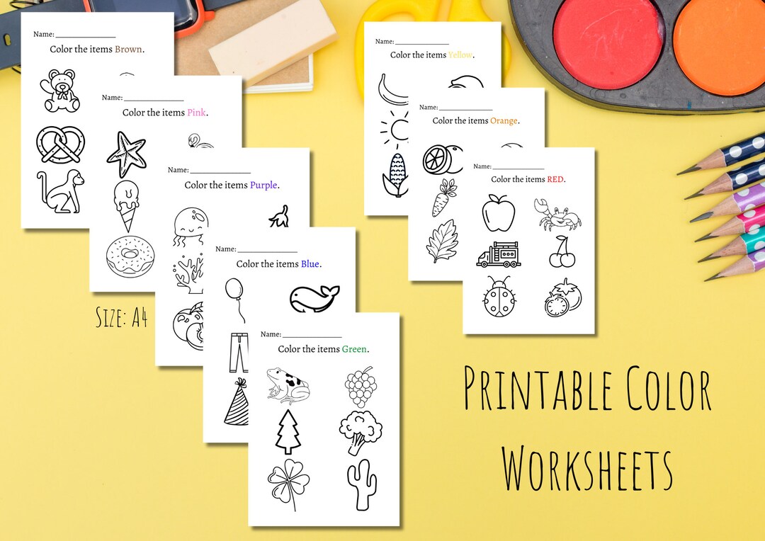 Printable Color Worksheet Set - Etsy