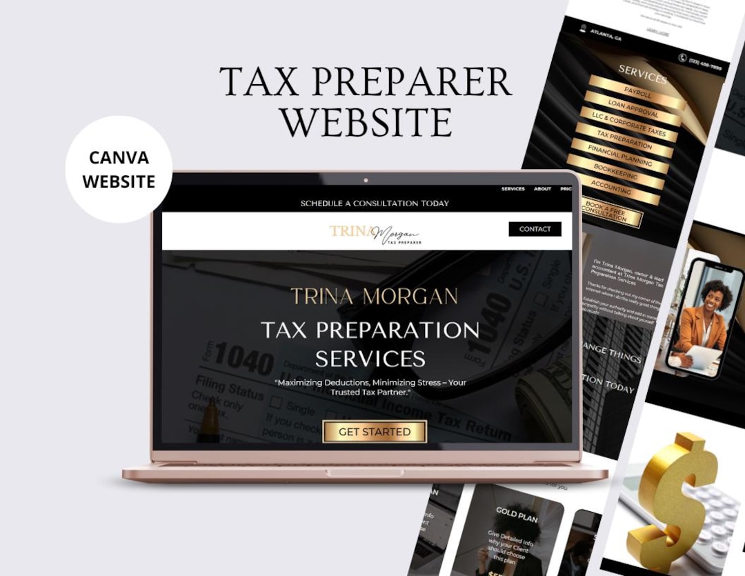 Tax Preparer Website Template, Professional Accounting Design (canva ...