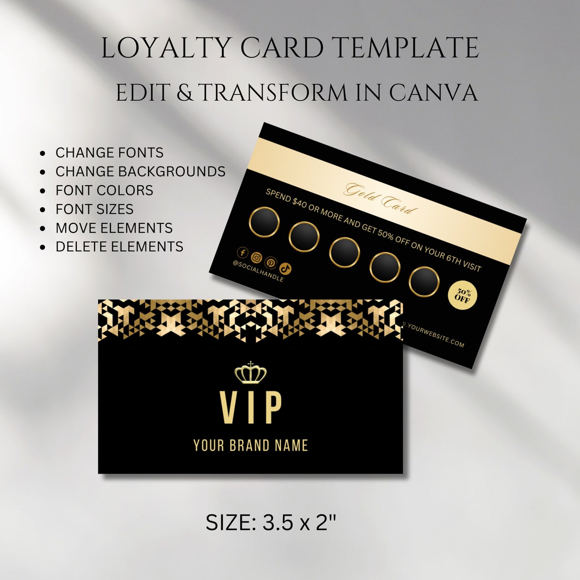 VIP Loyalty Card, Customer VIP Card, Hair Stylist, Discount Card, Spa ...