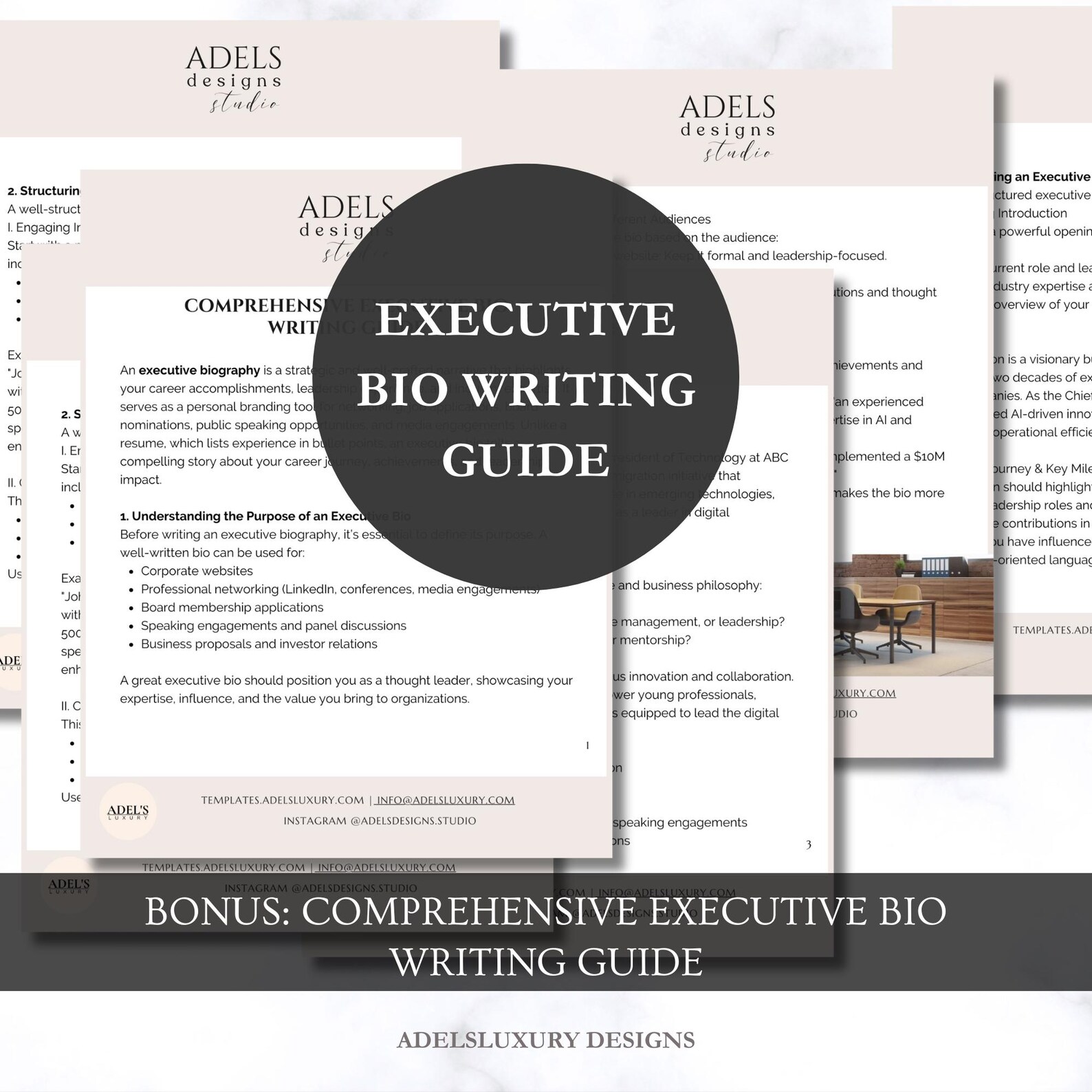 Executive Biography, Modern Bio, Canva Editable Template, Business ...