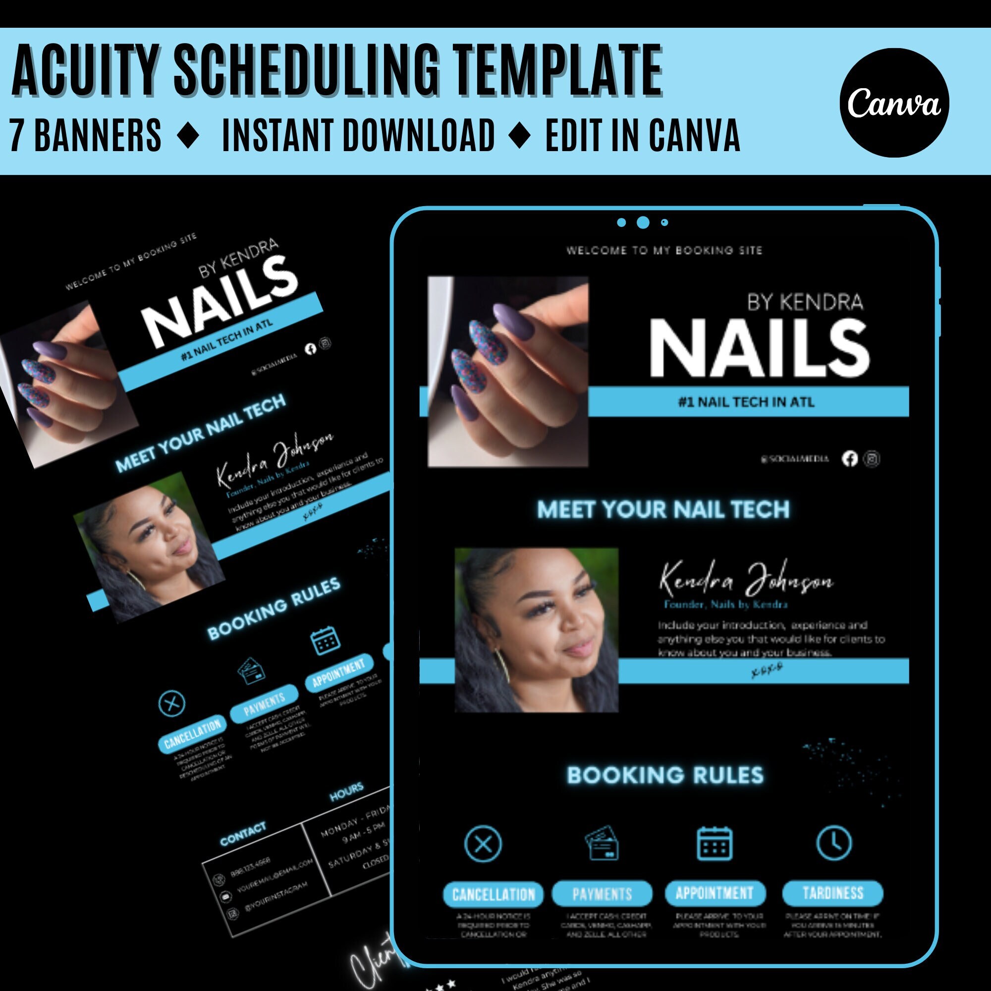 Nail Tech Acuity Scheduling Template, Nail Tech Branding, Lash Tech ...