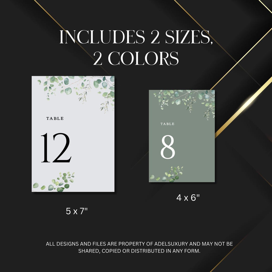 Sage Green Eucalyptus Wedding Table Numbers, Printable Template ...