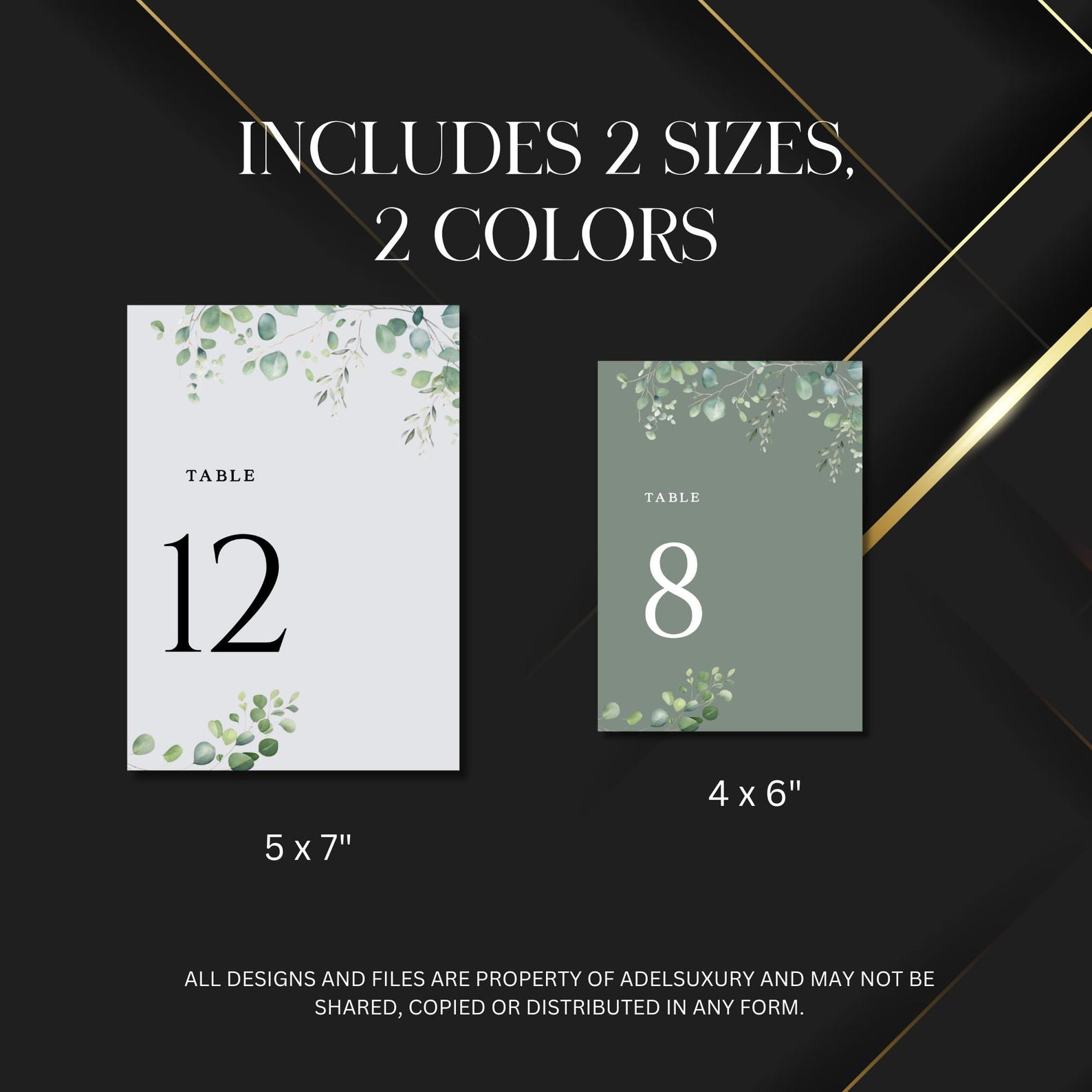 Sage Green Eucalyptus Wedding Table Numbers, Printable Template ...
