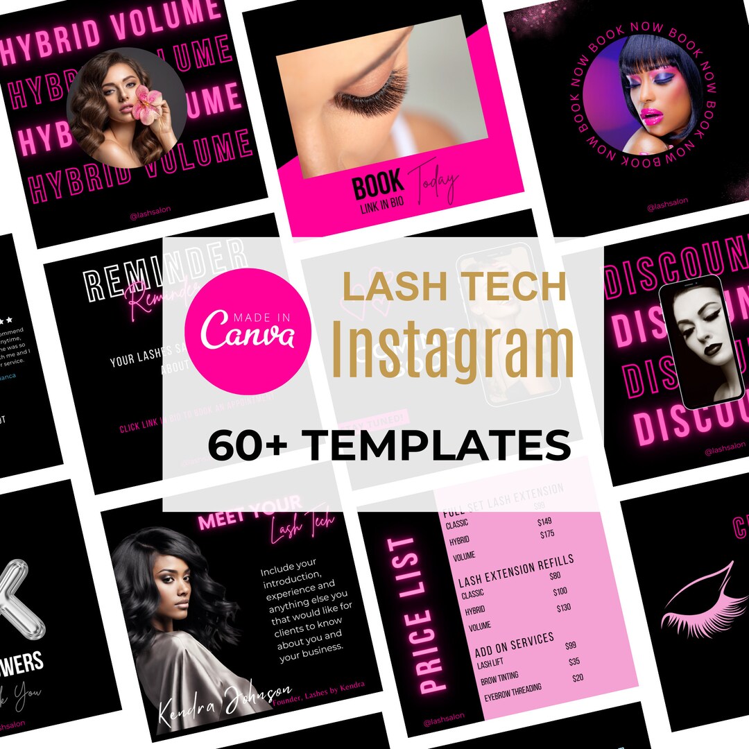 Lash Tech Instagram Post Templates | Lash Tech Highlight Covers | Nail ...