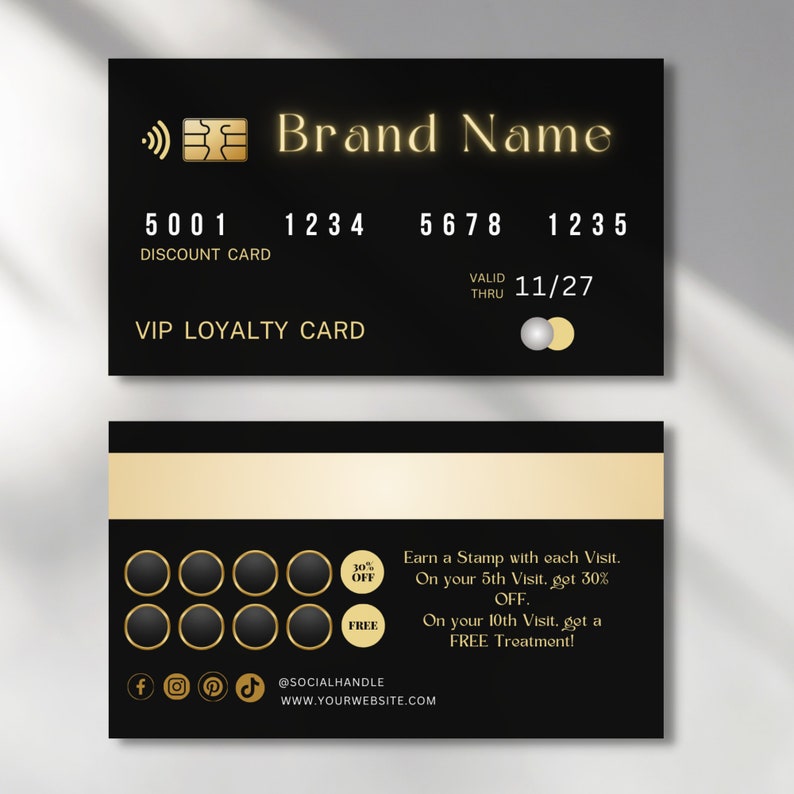 Black & Gold VIP Loyalty Card Template (canva Editable) - Etsy