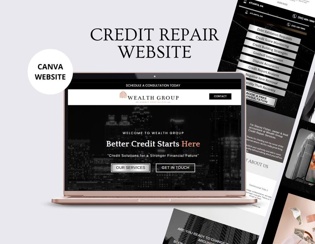 Credit Repair Website Template, Professional Design (canva) - Etsy