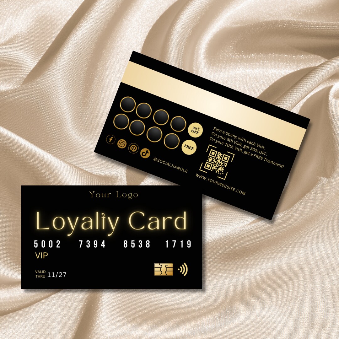 Black and Gold VIP Loyalty Card Template (canva Editable) - Etsy