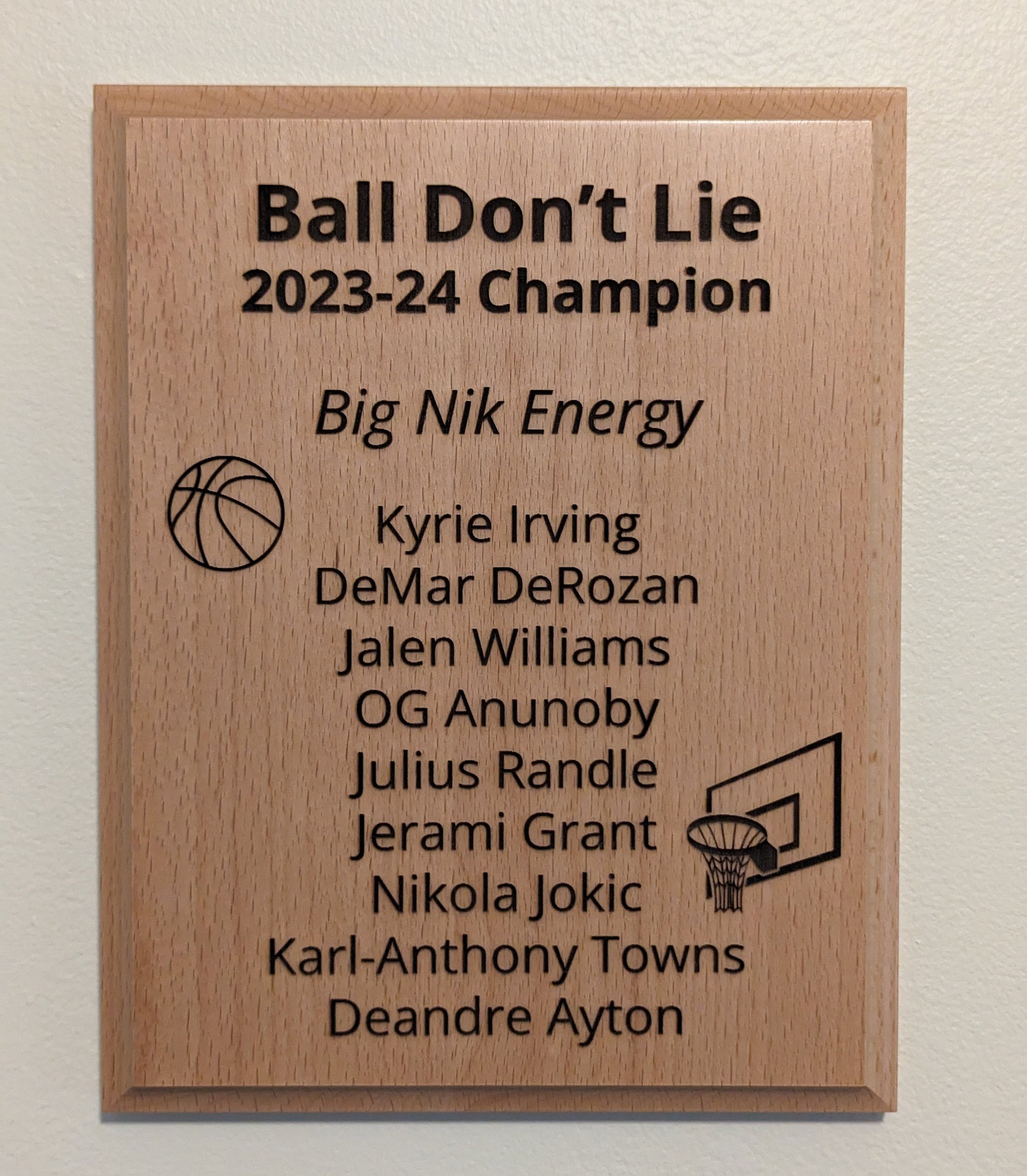Fantasy Football Basketball Hockey Baseball Championship Lineup Plaque ...