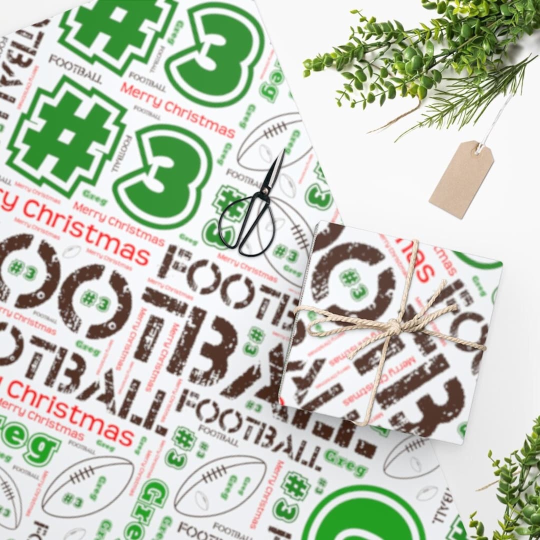 Personalized Christmas Football Wrapping Paper Personalized - Etsy