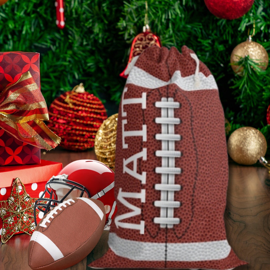 Football-themed Personalized Santa Gift Bag Sack Custom Name Toy ...
