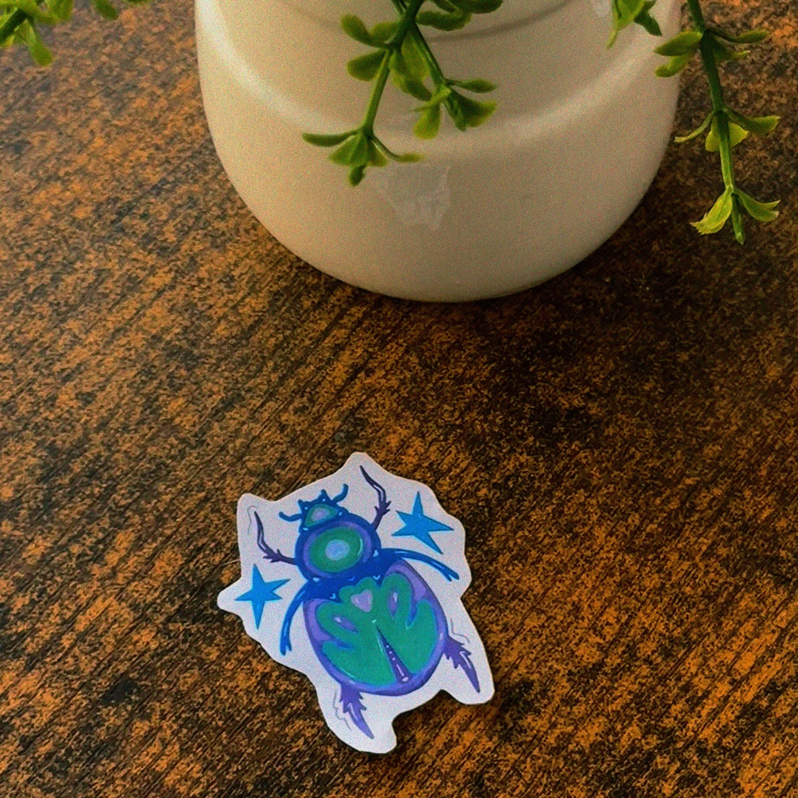Blue Beetle Cute Cottagecore Sticker - Etsy