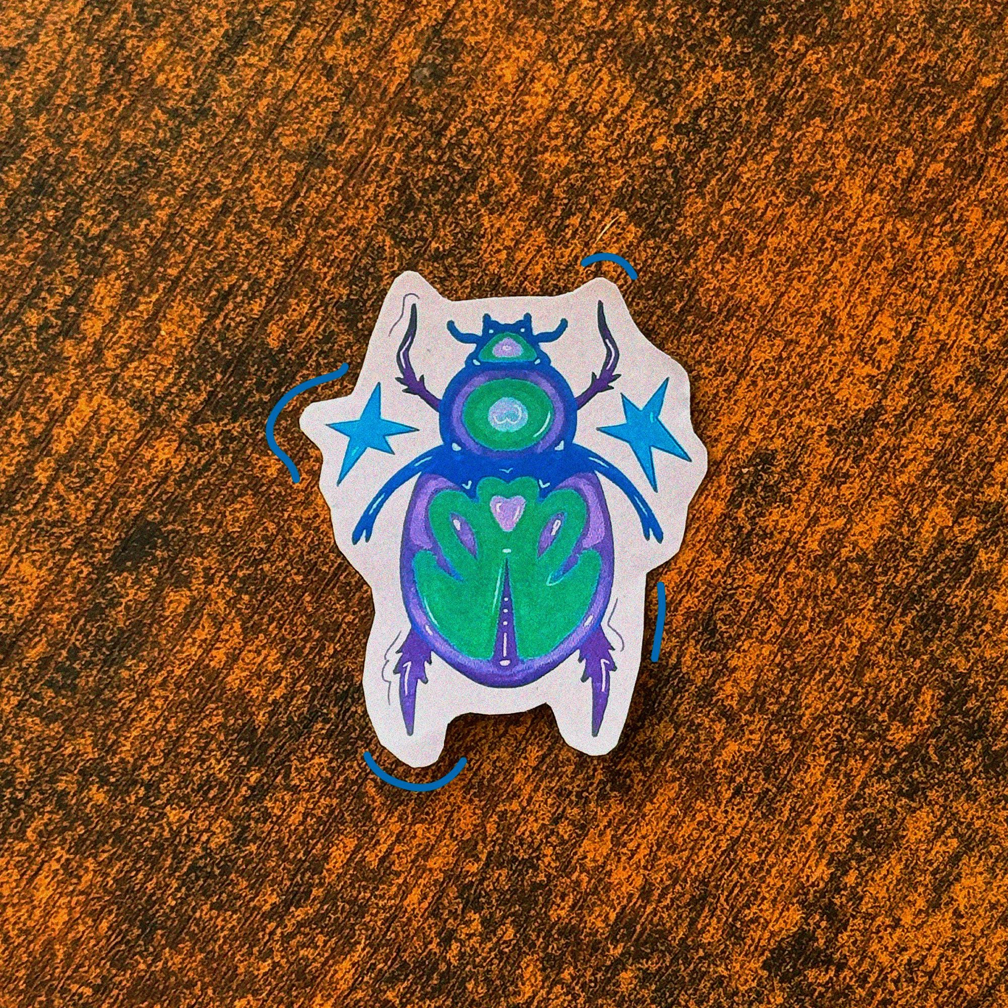 Blue Beetle Cute Cottagecore Sticker - Etsy