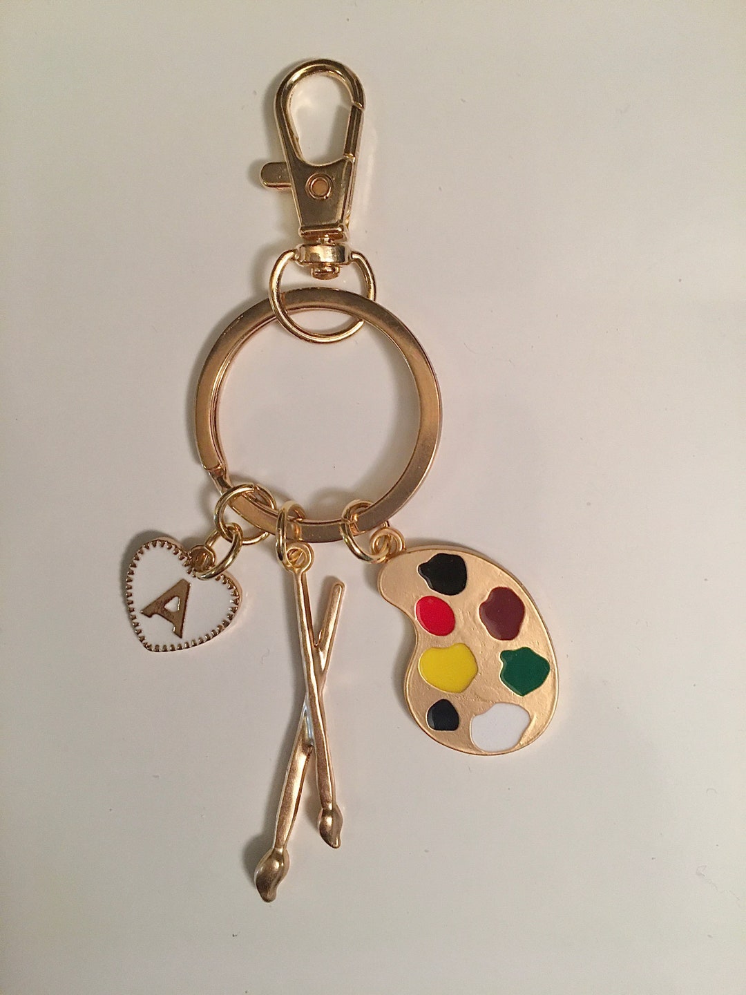 Artist Palette Keychain. Make It Yours, Add Your Gold White Initial ...