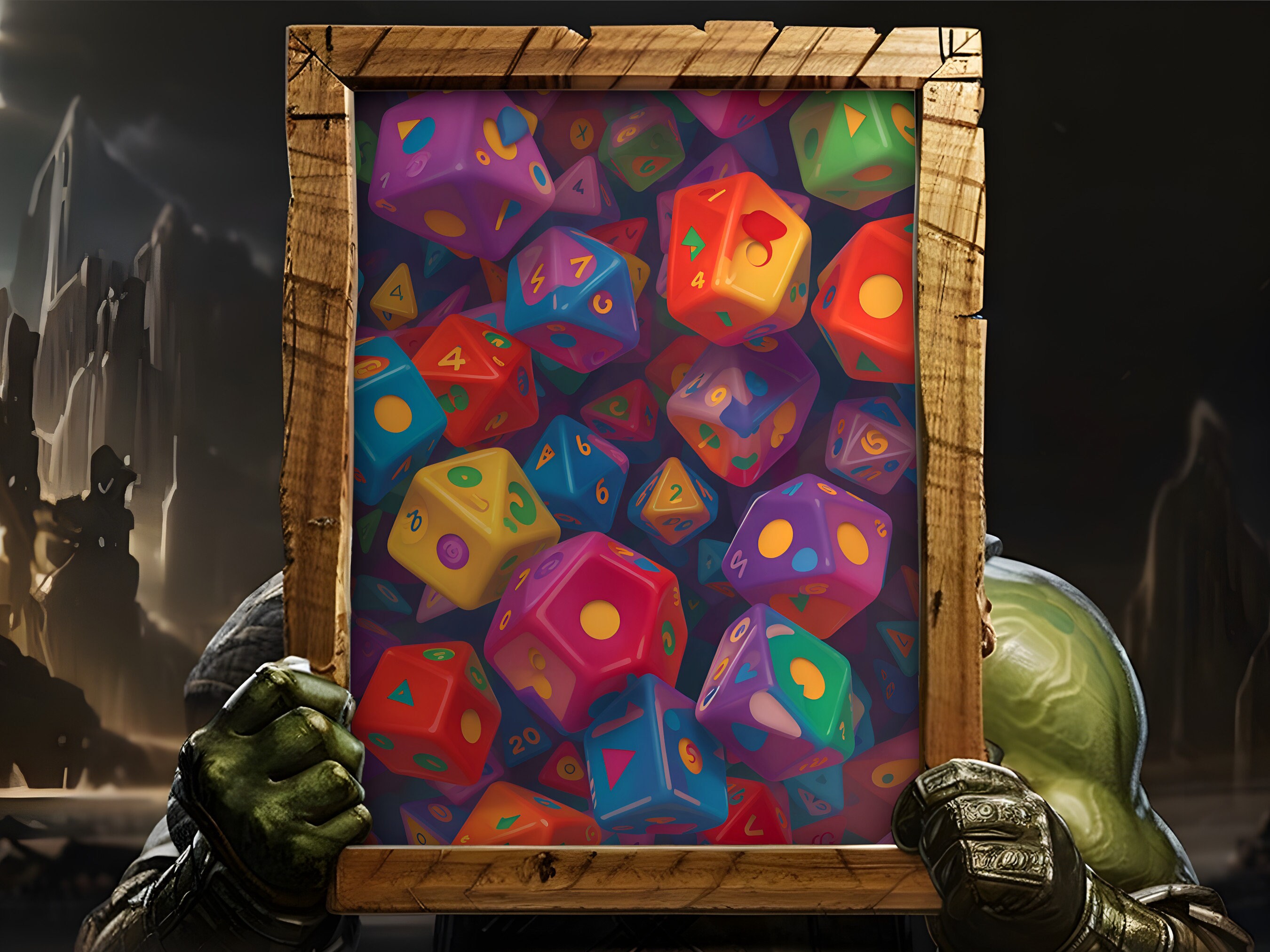 Abstract 3D Animated Dreamworks Style Polyhedral Dice Poster - 20 Sided ...