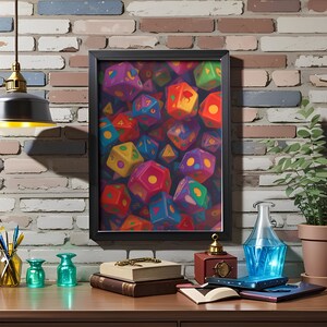 Abstract 3D Animated Dreamworks Style Polyhedral Dice Poster - 20 Sided ...