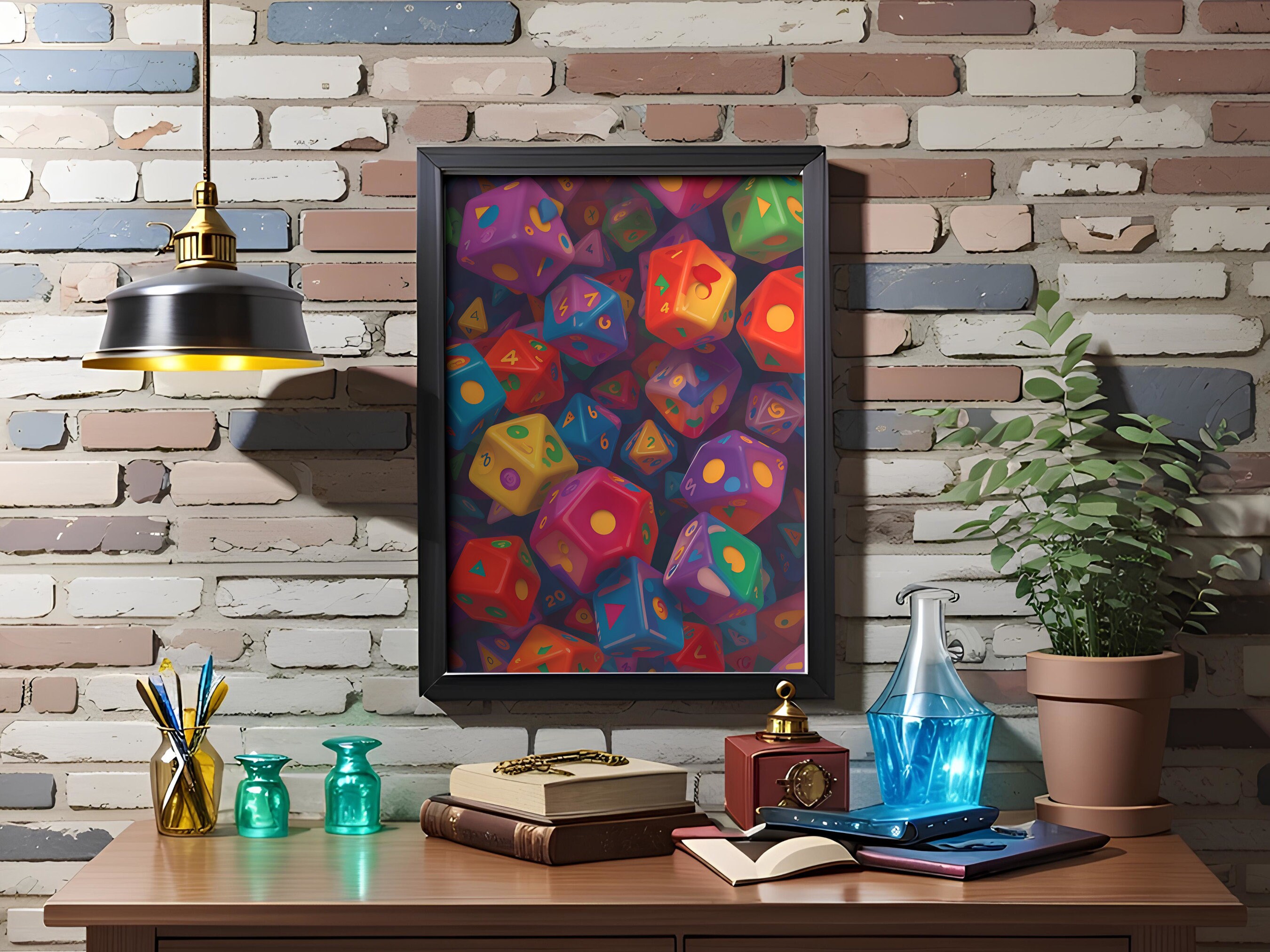 Abstract 3D Animated Dreamworks Style Polyhedral Dice Poster - 20 Sided ...
