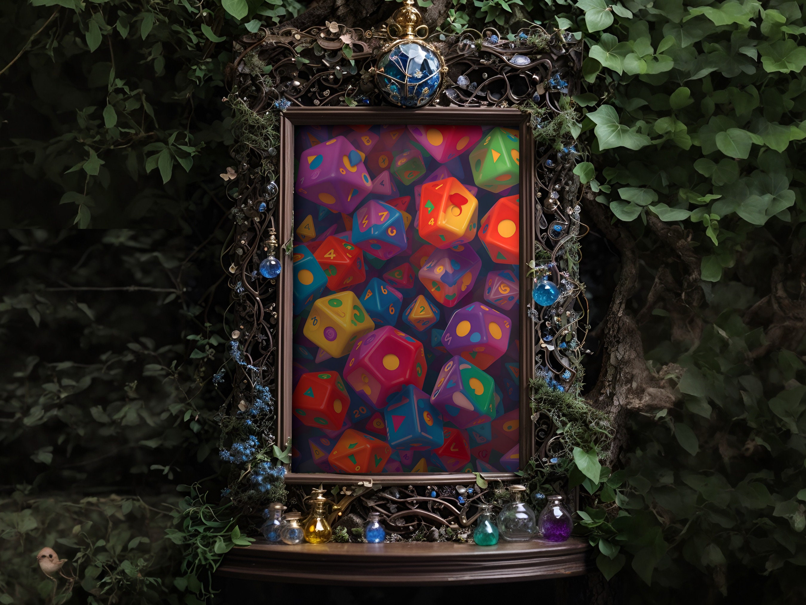 Abstract 3D Animated Dreamworks Style Polyhedral Dice Poster 20 Sided ...