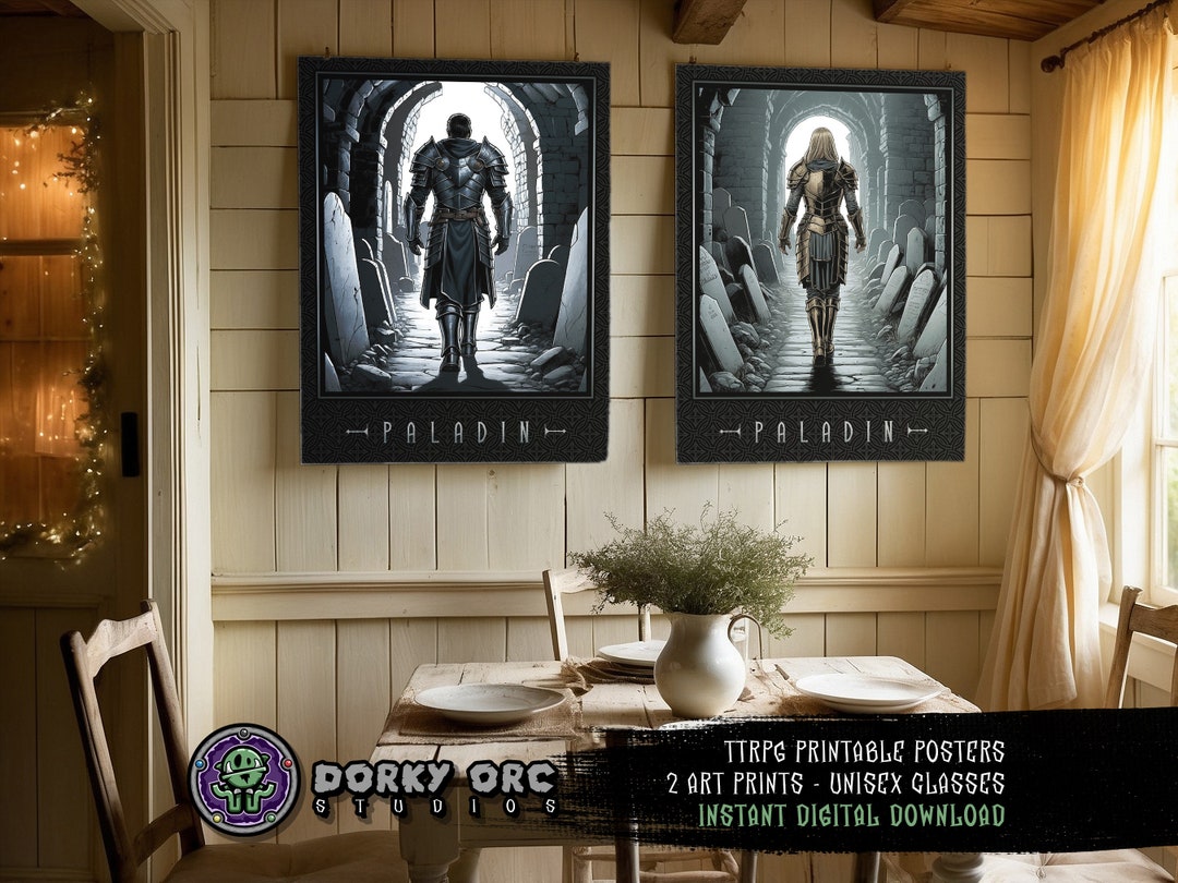 Dnd Paladin Poster, RPG Decor Gaming Room Poster, Male and Female ...
