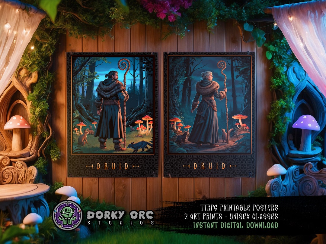Dnd Druid Poster, RPG Decor Gaming Room Poster, Male and Female ...