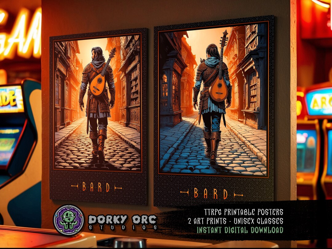 Dnd Bard Poster, RPG Decor Gaming Room Poster, Male and Female ...