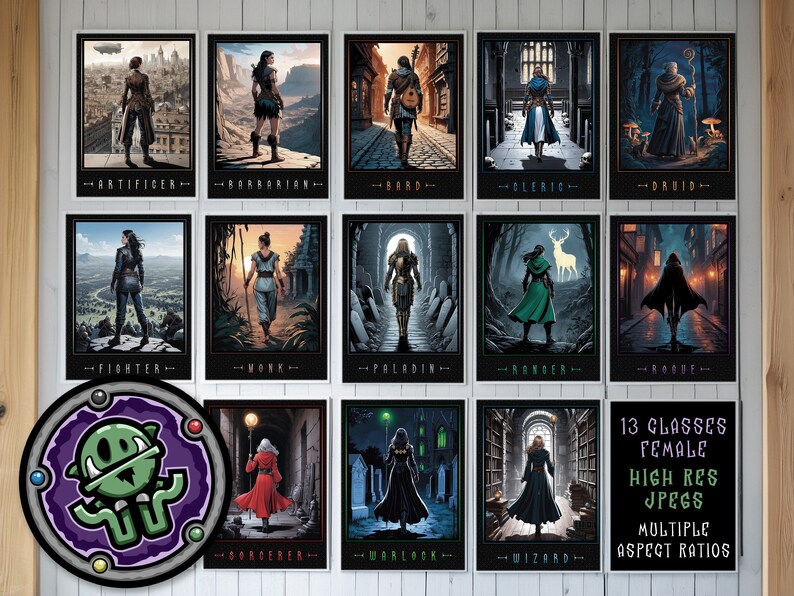Dnd 5e Character Class Digital Poster Bundle, 26 Male and Female ...